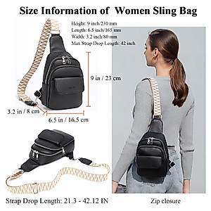 Eslcorri Small Crossbody Sling Bag, Trendy Fashionable Fanny Packs Vegan Leather Chest Belt Bum Bag Anti Theft Purse for Women for Travel, Sport, Camping