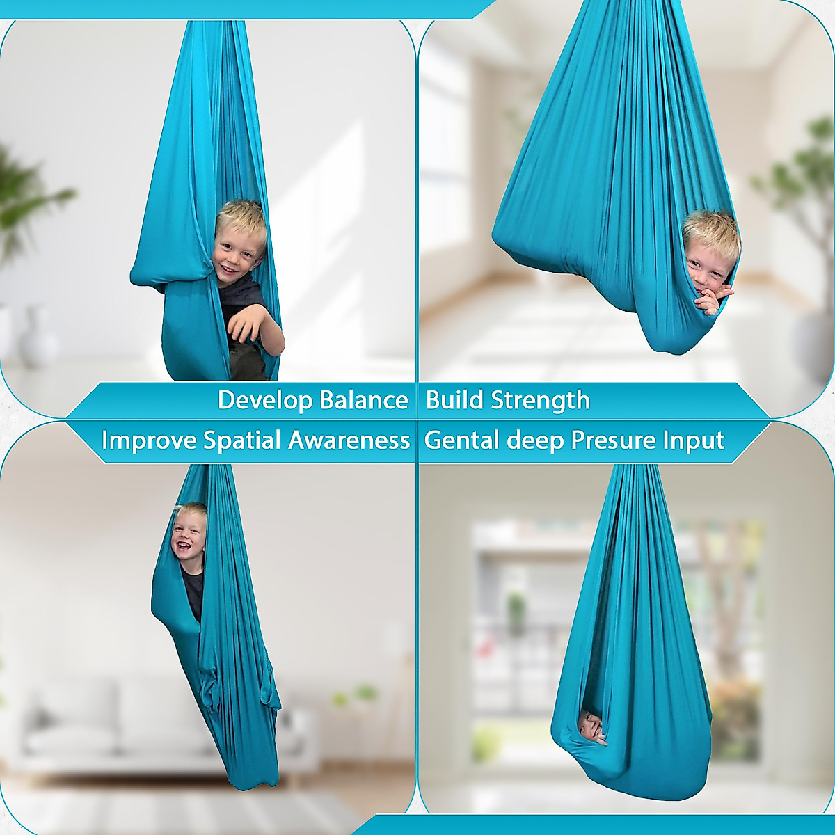 Sensory Swing for Kids | 360° Hardware Indoor | Therapy Tool for Special Needs Snuggle Grey Cuddle Hammock Gray Swing | for Children with Autism, ADHD, Aspergers, Sensory Integration