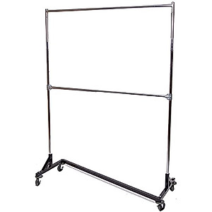 Commercial Grade Rolling Nesting Garment Clothing Z Rack, Black Base: 5 Ft. Uprights wiith Double Rails