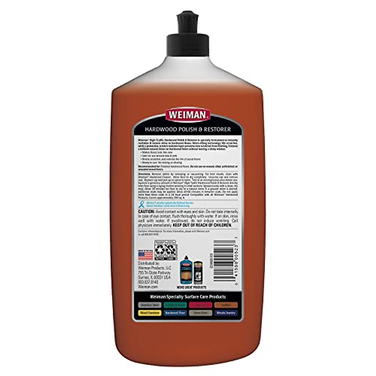 Weiman High-Traffic Hardwood Floor Polish and Restorer - Natural Shine, Removes Scratches, Leaves Protective Layer 32 fl. oz