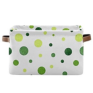 xigua Collapsible Storage Basket Green Peas Shelf Baskets with Handles for Houseroom / Children’s Room / Closet, 14.2（L）x 10.2（W）x 8.3（H）, 1 PC