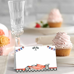 Race Car Place Cards, Racing Car Table Place Card For Birthday Baby Shower Dinner Wedding, Tent Name Place Cards For Table Setting, 25 Pack(04)