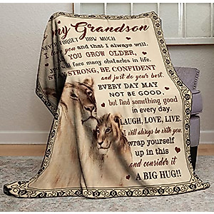 Muxuten Grandson Gifts Blanket - Grandson Gifts from Grandma - Gifts for Grandson - Grandson Gifts from Grandpa/Nana - Grandson Birthday Gift - Graduation Party Gift Ideas Decor Throw Blankets 60"X50"