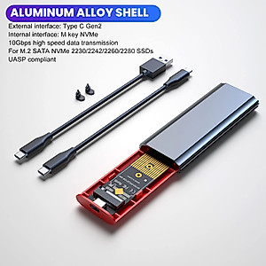 M.2 NVME SSD Enclosure, Ultrathin M.2 SSD Enclosure for 2280 SSDs Dark Grey