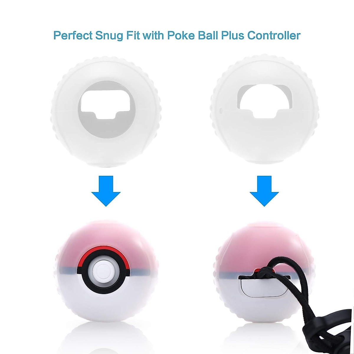 Silicone Grip Case for Poke Ball Plus Controller, Accessories Rubber Skin Protective Cover Case Compatible with Nintendo Switch Pokemon Lets Go Pikachu Lets Go Eevee Poke Ball Plus - Clear