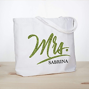 ELEGANTPARK Future The Mrs. EST. 2023 Personalized Bride Tote Wedding Bachelorette Bridal Shower Gifts Large Shoulder Bag Black with Champagne Glitter