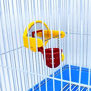 Bird Basketball Toy with Mirror, Bird Hanging Training Toys for Cage, Parrot Chew Ball Foraging Toys, Bird Interactive Intelligence Toy for Budgies Parakeets Cockatiels Conure, Easy to Install