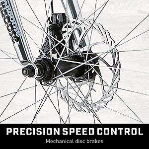 Mongoose Malus Mens and Womens Fat Tire Mountain Bike, 26-Inch Bicycle Wheels, 4-Inch Wide Knobby Tires, Steel Frame, 7 Speed Drivetrain Bicycle, Shimano Rear Derailleur, Disc Brakes, Silver/Black