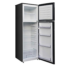 RCA RFR1055-BLACK, Retro 2 Door Apartment Size Refrigerator with Freezer, 10, Black, cu ft