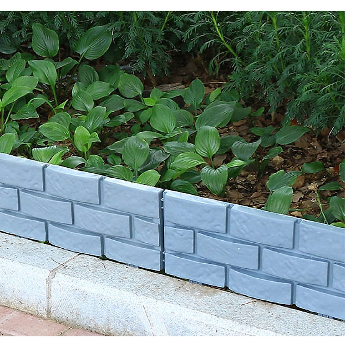 Ram® 8 X Grey Brick Effect Garden Lawn Edging Grey Lawn Border Stone Effect 5M METRE