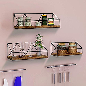 Edenseelake Floating Shelves Wall Mounted Storage Shelf with Metal Wire for Bedroom, Bathroom, Living Room, Kitchen and Office