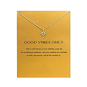 Hundred River Sun Necklace Pendant Chain Necklace with Message Card Gift Card (Sun Hollow s)