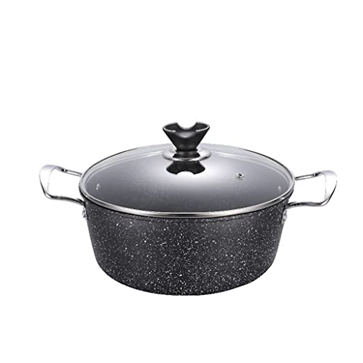 ROLTIN Cookware Set Black Pan with Lid Cutlery Collection Cookware Cutlery Cookware Nonstick Kitchen Supplies (Color : Black, Size : See Description) (Black See descripti
