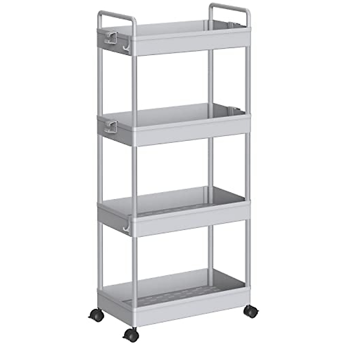 SOLEJAZZ Rolling Storage Cart, 4 Tier Bathroom Organizer Slide Out Utility Cart, Mobile Shelving Unit Organizer Standing Rack for Kitchen, Bathroom, Laundry Room, Gray
