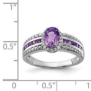 IceCarats 925 Sterling Silver Purple Amethyst White Topaz Ring Gemstone Band Size 8