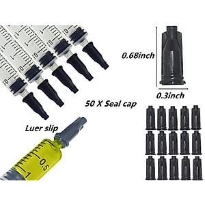 50 Pack 3ML Plastic Syringe Luer Slip with Cap, Great for Measuring, Refilling Watering and Pets Feeding, Not-Sterile (3ML)