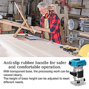 Cordless Compact Router, Weytoll 18V 18000RPM Brushless Trim Router, Wood Trimmer Router, 6.35mm Trim Diameter Cordless Palm Router Suitable for Makita Battery, 6 Level Speed Adjustable (Tool Only)