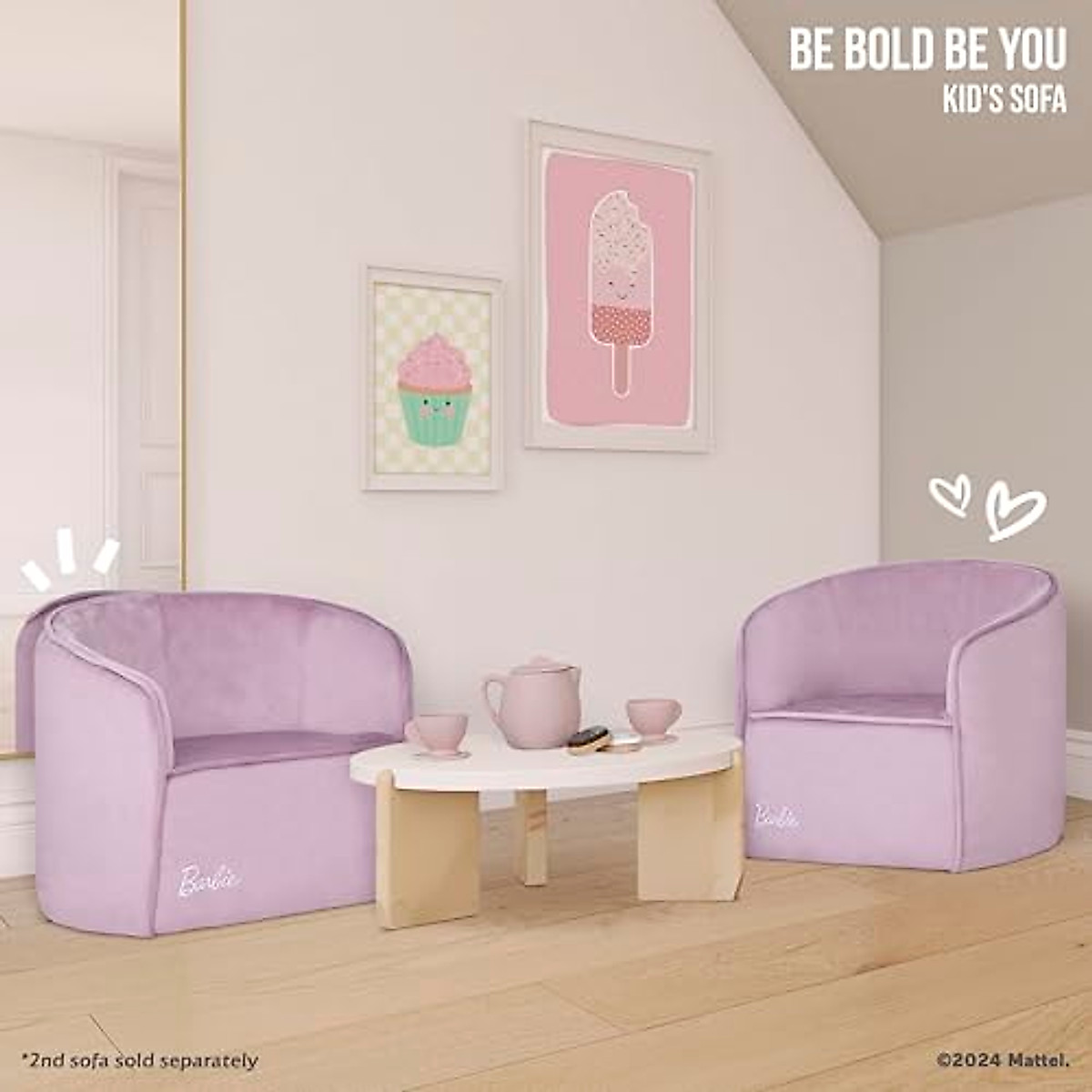 Evolur Barbie Be Bold Be You Kid's Sofa in Purple