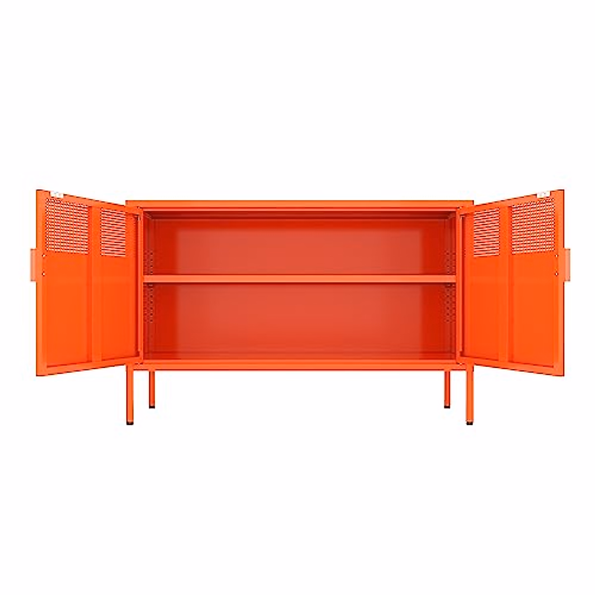 Washsemba Cache 2 Door Metal Locker Accent with Adjustable Shelf,Orange Metal Accent Storage Cabinet for Home Office (Orange)