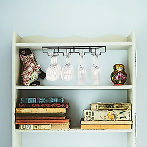 AMUFYSHH 3 Rows Wine Glass Rack for Under Cabinet, 2 Packs Stemware Racks, Hanging Wine Glasses Metal Rack, Storage Hanger Organizer for Kitchen Cabinet Bar (DOUBLE)