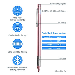 Stylus Pen for Lenovo Yoga Book Smart Tab Pencil,Minilabo Touch Screens Active Stylus Digital Pen with 1.5mm Ultra Fine Tip Stylist Pen for Lenovo Yoga Book Smart Tab Drawing and Writing Pencil,Pink