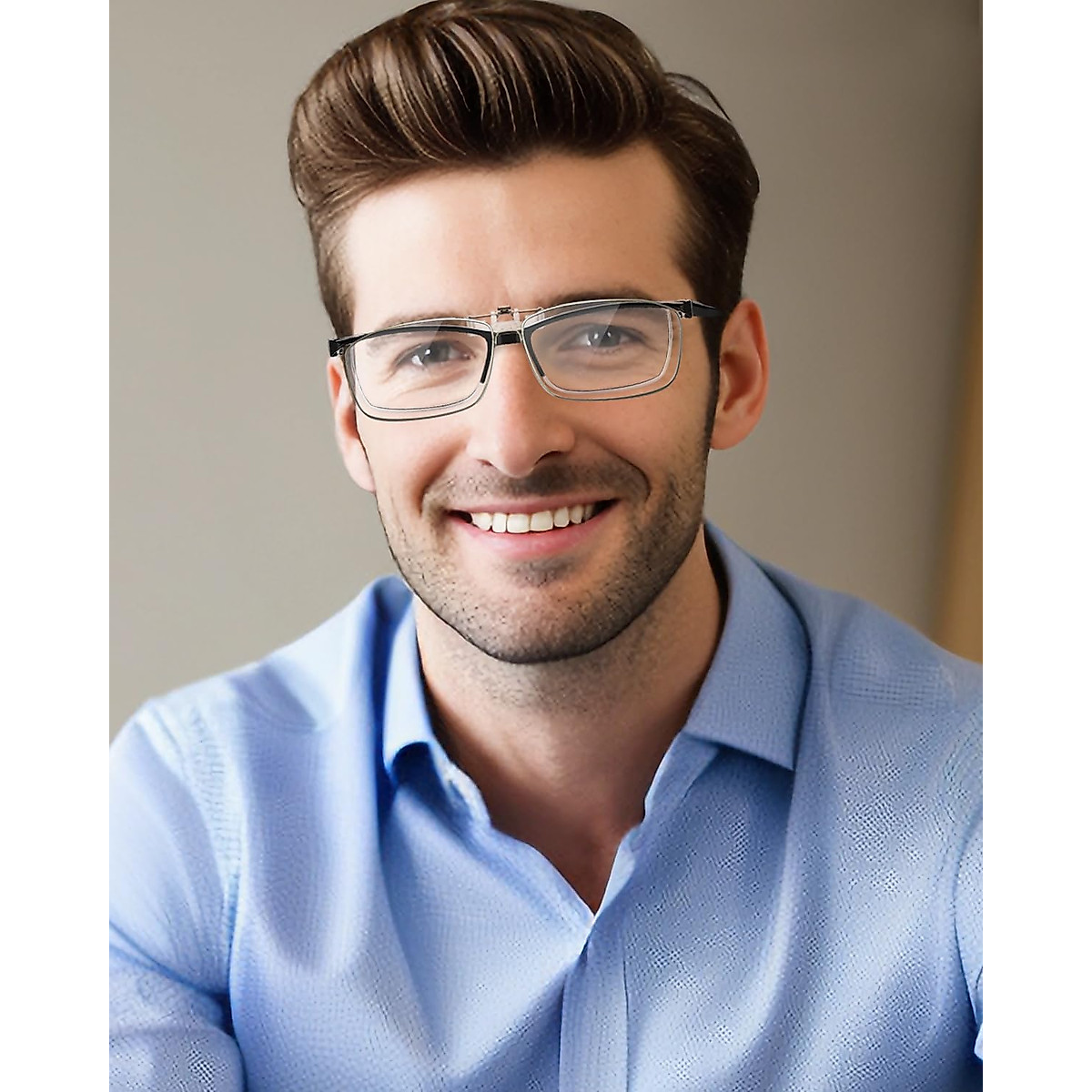 TERAISE Clip On Reading Glasses with Flip Up Function Metal full-Frame Clipped on prescription glasses Designed for myopia Fashion readers for men and women HD lens Portable glasses case(1.5X)