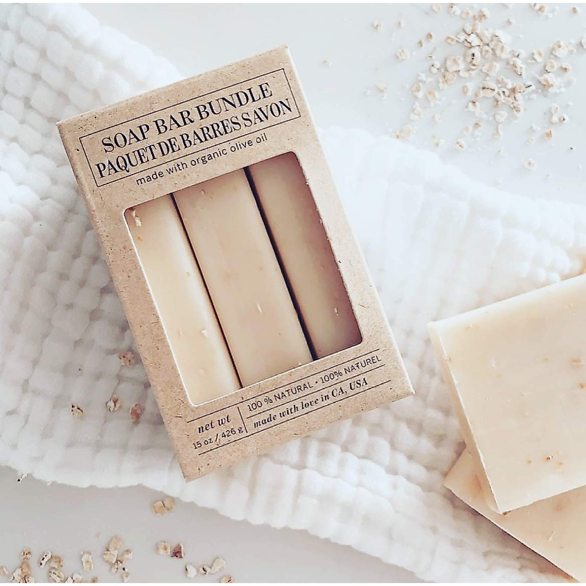 Olivia Care Exfoliating Bar Soap Pack by – 100% Natural & Organic - Infused with Shea Butter & Oats - Deep Clean, Refreshing, Moisturizing & Hydrating - Triple-Milled - X 5 OZ Oatmeal Shea Butter 3 Count (Pack of 3)