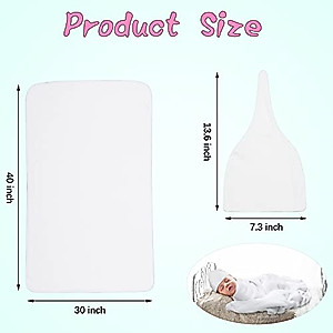 Sublimation Personalized Baby Name Blanket Soft Blank Name Blanket, 30x40 inch, Sublimation Baby Blanket and Sublimation Baby Cap Newborn Hat for Boys and Girls, White