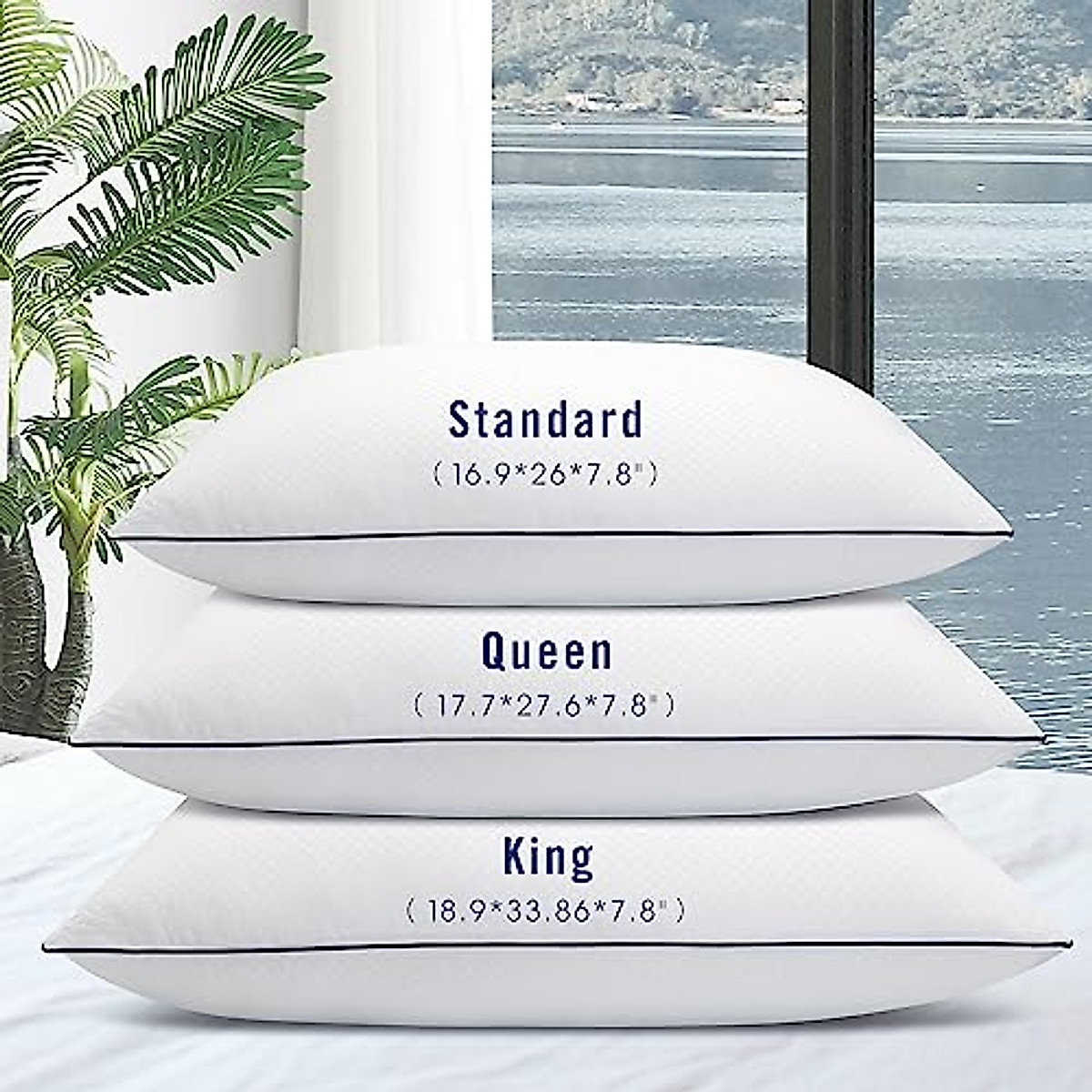 Piwaal Bed Pillows for Sleeping 2 Pack, King Size Pillows Set of 2,Down Alternative Filling, Pillow for Back, Stomach or Side Sleepers Black