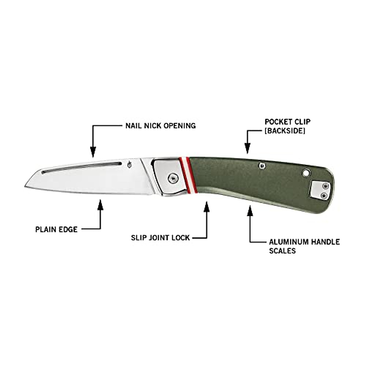 Gerber Gear 31-003721 Straightlace Folding Pocket Knife, 2.9 In Fine Edge Blade, Green