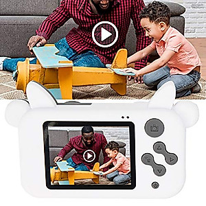 Portable Children Camera, Cute Cow Shape Kids Toy Camera, Support up to 32G Storage Card, with 15 Cartoon Photo Frames, 9 Special Effects