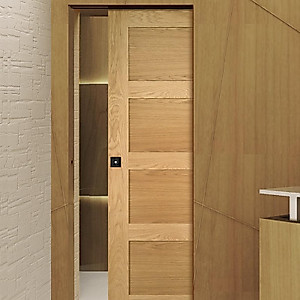 Pocket Door Lock,Privacy Door Hardware Suitable for Bathroom Bedroom etc Recessed 2 Sided, 2 3/8" Backset, Invisible Hardware for 1 3/8” to 2 3/16” Thickness Door (Black-Privacy)