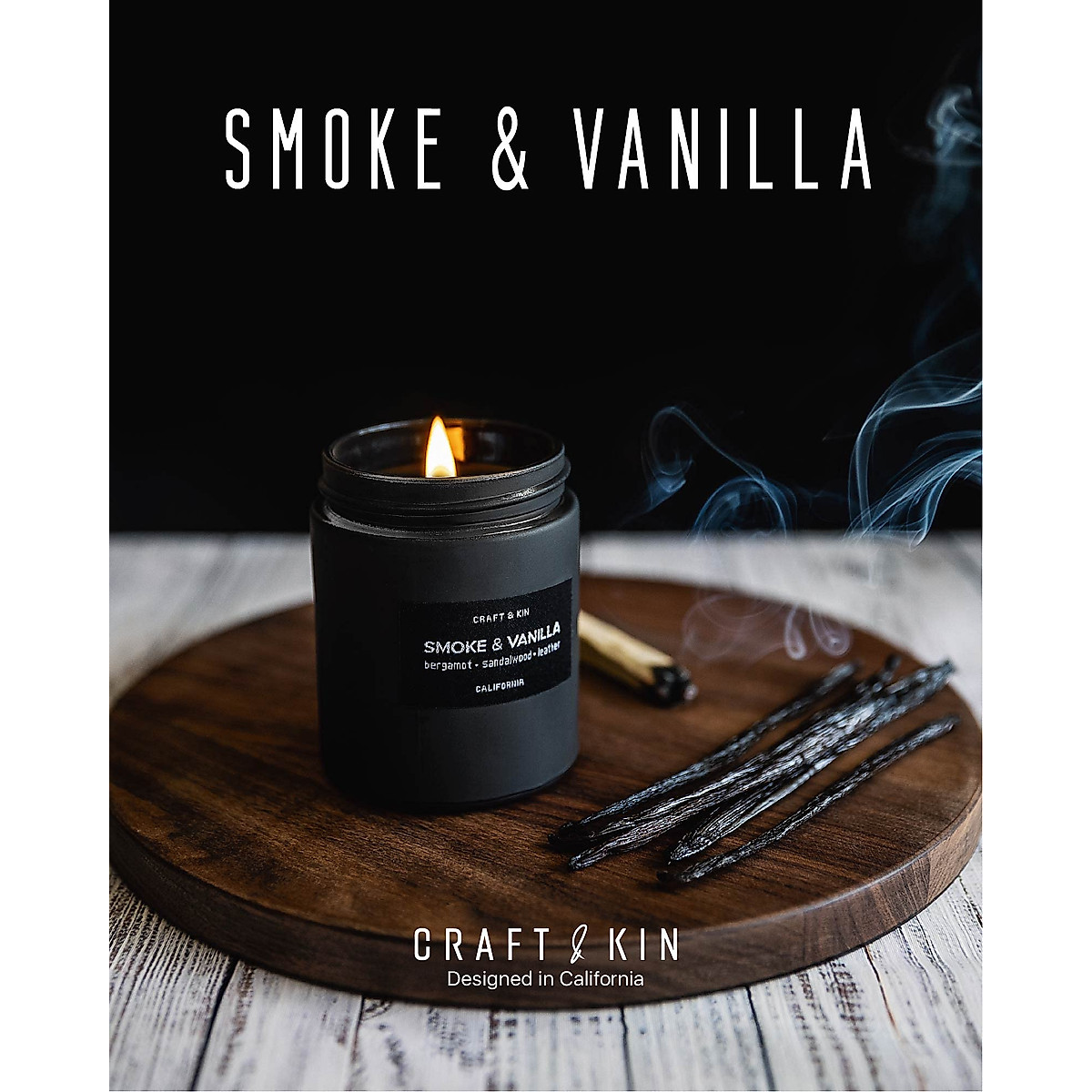 Scented Candles for Men | Crystal Candle - Vanilla & Passionfruit Scented Candles and Smoke & Vanilla Candle for Men | Soy Candles, Long Lasting Candles, Home Decor | Manifestation Crystal Candles