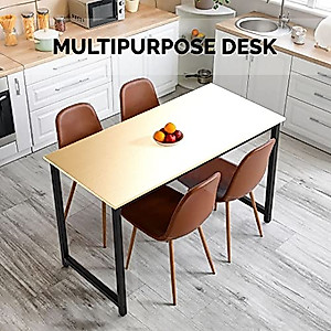 Halter Extra Long Computer Desk for Home Office, 47" Modern, PC, Laptop Office Desk, for Gaming, Studying, Working Sturdy Writing Table and Crafting Table, Easy Assembly, Walnut Desk, Black Frame