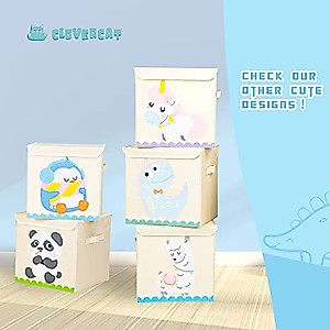 CLOVERCAT Fabric Foldable Collapsible Storage Cube Bin Organizer Basket with Lid, Handles For Home, Office, Nursery, Closet (Alpaca)