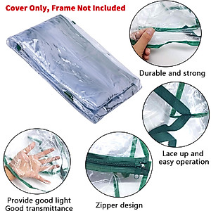 4 Tier Roll-Up Zipper Door Greenhouse Replacement Cover-27 x 19 x 63 Inch Clear PVC Plant Greenhouse Cover for Gardening Plants Cold Frost Protection Wind Rain Proof (Frame NOT Include)