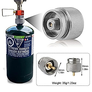 LinaLife 1 lb. Propane Small Gas Tank Input EN417 Valve Output Outdoor Camping Stove Convert Cylinder LPG Canister Adapter