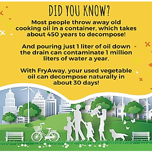 FryAway Deep Fry Waste Cooking Oil Solidifier Powder, 100% Plant-Based Cooking Oil Disposal, Solidifies Up to 8 Cups of Oil per use, (2ct per Package, 16 Cups/4 Liters)