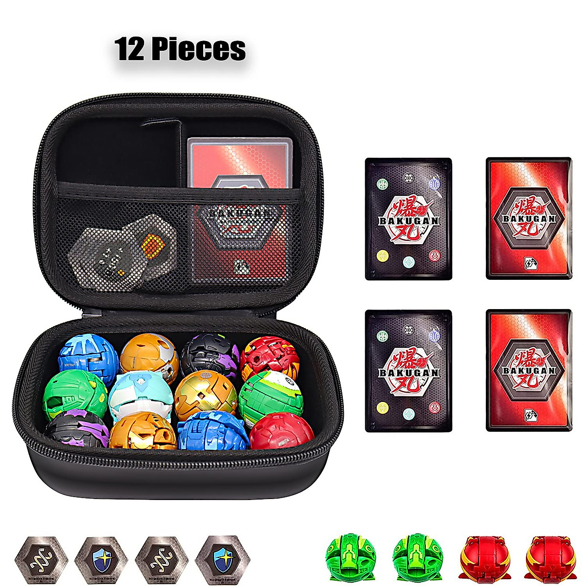 FCDYLBD Toy Organizer Case Compatible with Bakugan Battle Planet, BakuCores, Armored Alliance, Geogan Rising, Toy Organizer Storage Container Holder (12, Black)