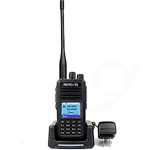 Retevis RT3S Dual Band DMR Radio, Digital Analog 2 Way Radio with GPS APRS, 3000Ch 10000 Contacts 2000mAh, Long Range Handheld Walkie Talkie for Traveling Hiking (Black 1 Pack)