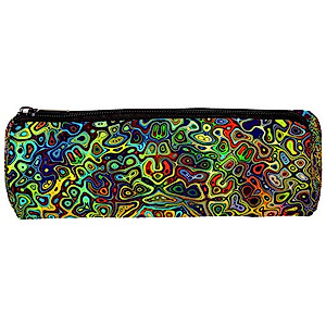 Colored Fractal Mandala Pencil Bag Pen Case Stationary Case Pencil Pouch Desk Organizer Makeup Cosmetic Bag for School Office