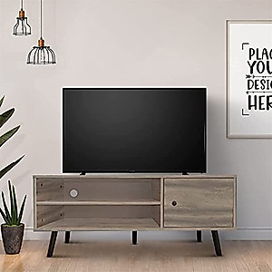 YQ FUNLIS Modern TV Stand Entertainment Center TV Console with Storage Cabinet Center Universal Floor TV Stand Cabinet for Living Room Bedroom,Retro Grey