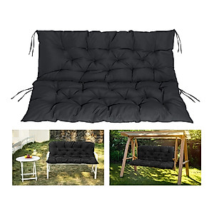 COSNUOSA Swing Replacement Cushions Waterproof Porch Swing Cushions 2-3 Seater Outdoor Swing Cushions for Outdoor Furniture Black 47x40 Inches