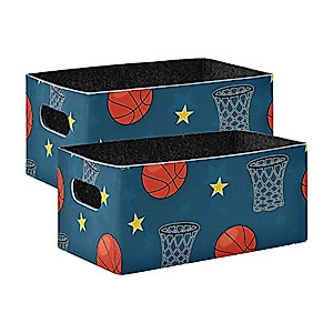 susiyo Basketball Theme Storage Basket, 2 Pack Felt Storage Bin Collapsible Organizer for Office Closet