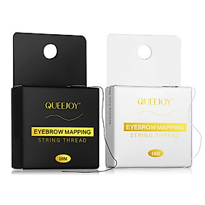 QUEEJOY Brow Mapping String - 10M Black and White Premium Eyebrow Mapping String, 1mm Charcoal Eyebrow Thread, Eyebrow Mapping Kit [2 X 32 Ft Box - 20 m], White Mapping String for Eyebrows