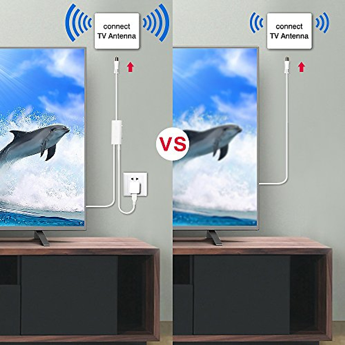 Antop HDTV Antenna Amplifier Signal Booster with High Gain and Ultra Low Noise, Amplified FM UHF VHF Signal for Any Non-Amplified Antenna-USB Power Supply, White