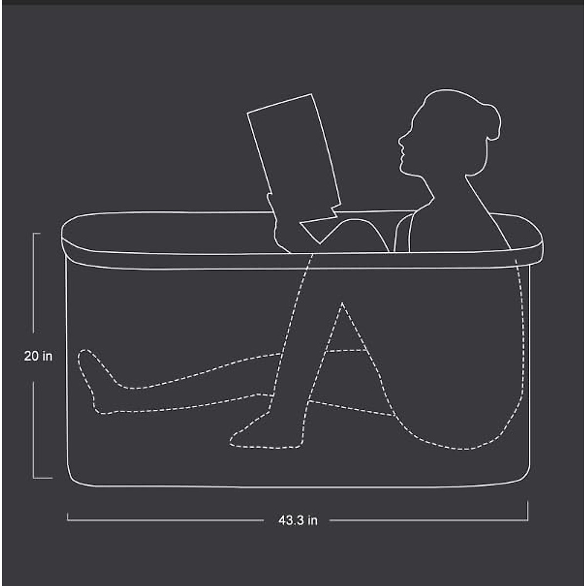 Portable Bathtub for Adult, Foldable Soaking Freestanding Collapsible Tub for Shower, Cold Plunge Tub for Ice Bath,Hot Bath Tub, SPA Bath Tub with Inflatable Pillow,Seat for Bathroom