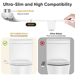 LEIVI Bidet Attachment for Toilet, Ultra-Slim Bidets for Existing Toilets with Dual Nozzle, Hygienic Toilet Bidet, Fresh Cold Water Sprayer, Adjustable Water Pressure