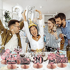 9Pcs 30th Birthday Decorations Men, Rose Gold 30th Birthday Centerpieces for Tables Decorations for Women, Honeycomb Table Topper, Best Gifts for thirty Years Birthday Prarty Decoration Supplies.