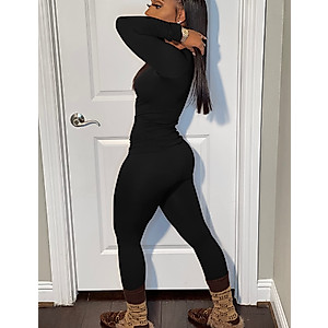 BORIFLORS Women's 2 Piece Track Suits Outfits Workout Long Sleeve Top Jogger Legging Pants Sets,Medium,Black